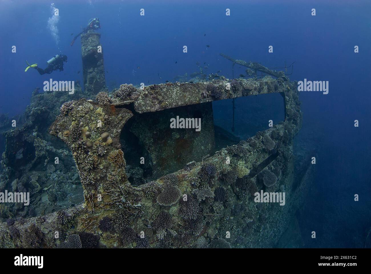 Scuba diver explores the vast, serene blue of the ocean, hovering ...