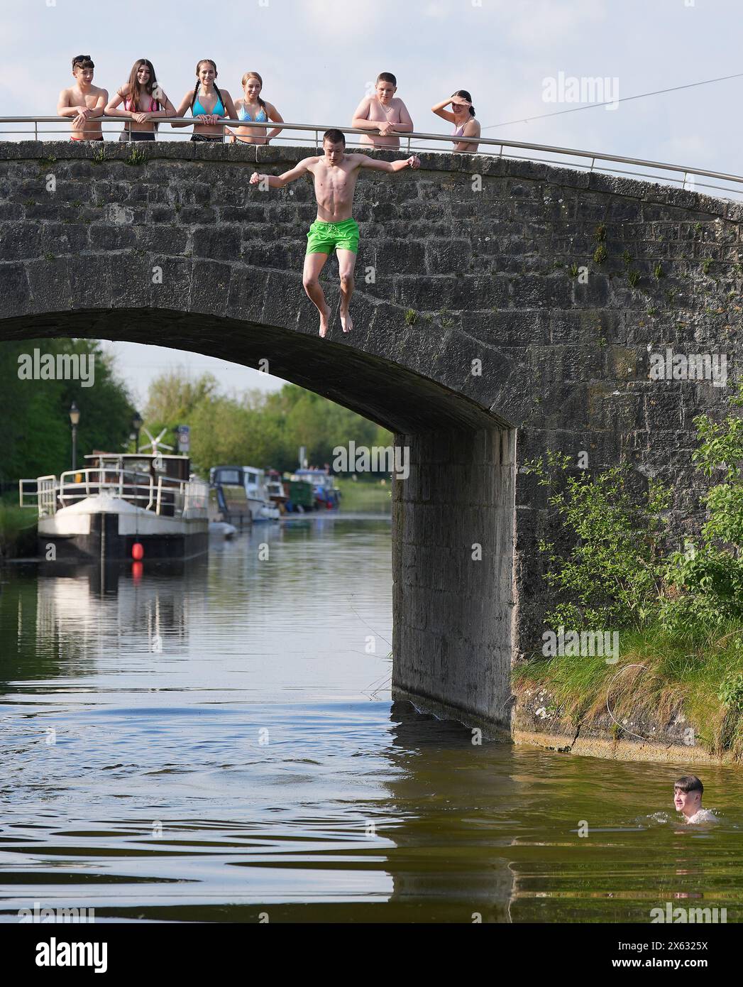 Bill Rigney jumping into the Grand Canal at Vicarstown, Co Laois during ...