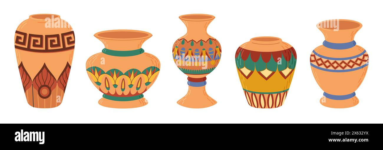 Colored ceramic vases set. Porcelain vase for flowers, antique pottery ...
