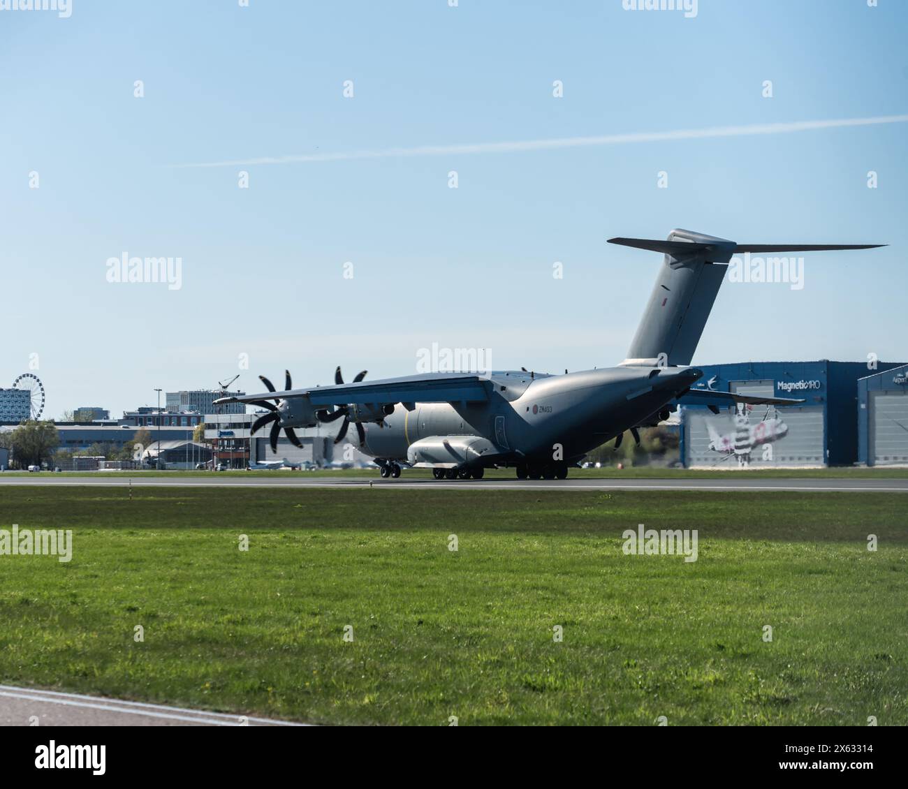 Airbus A400M Atlas at Tallinn Airport. European four-engine turboprop ...