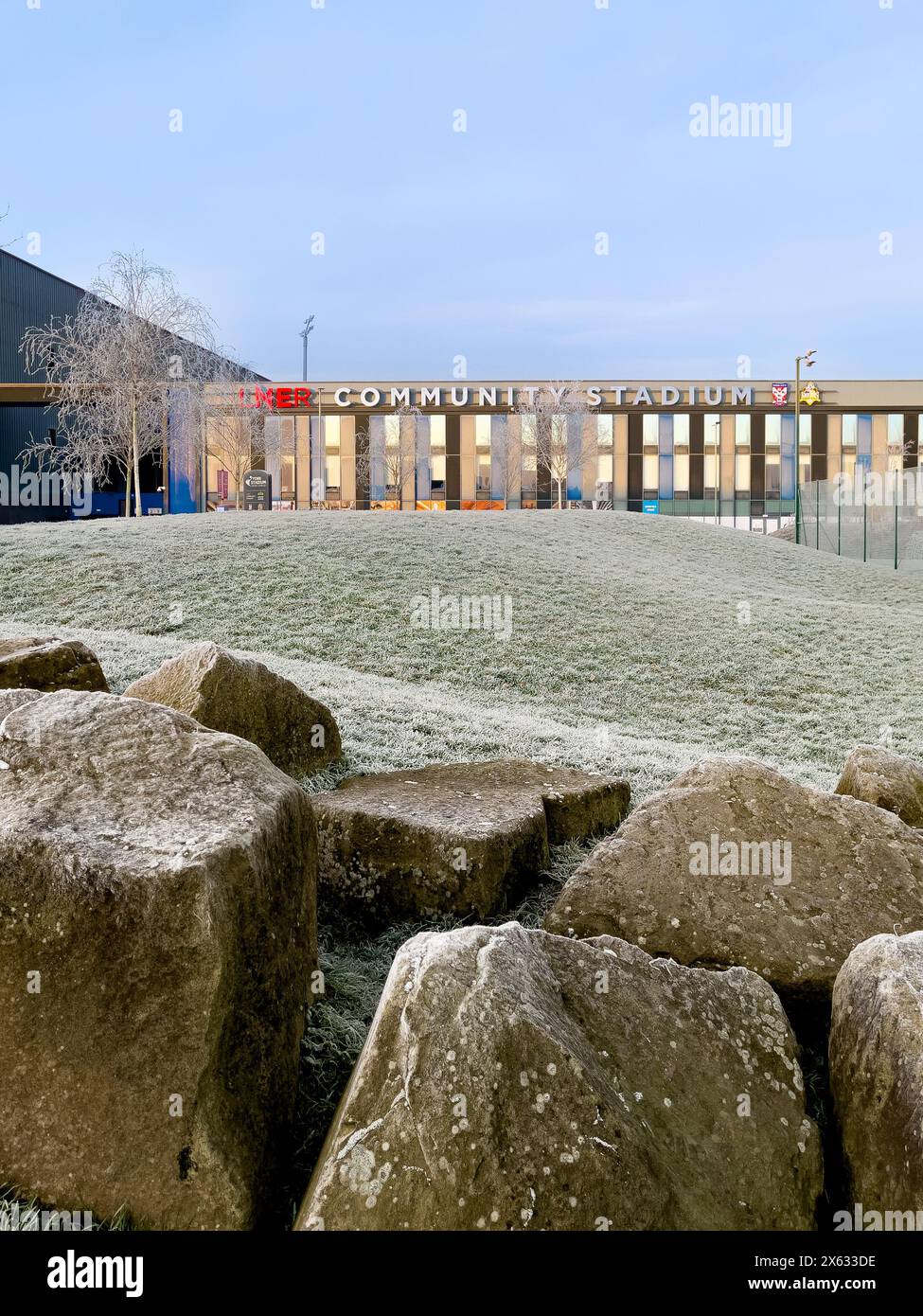 LNER Community Stadium in York, in winter after a heavy frost Stock ...