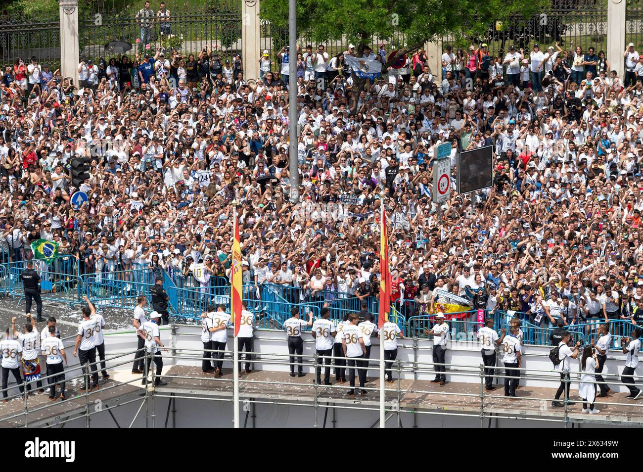 Madrid, Spain. 12th May, 2024. Real Madrid players celebrate winning ...