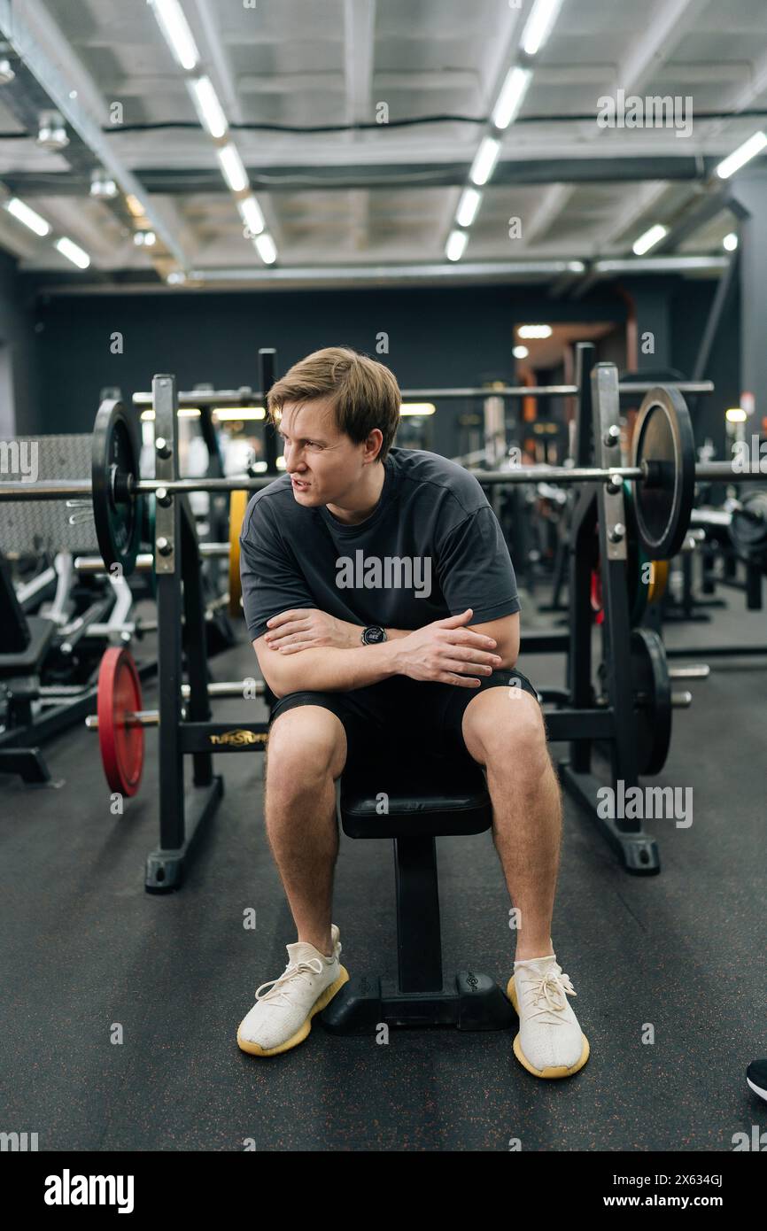 Vertical portrait of beginner sportsman having accident injury and hurt ...