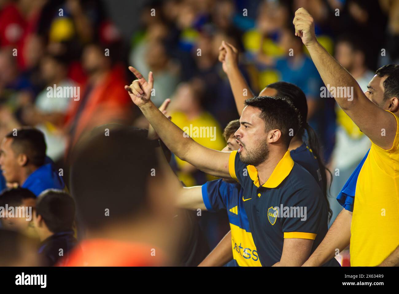 Fans, suporters and "barras" of Boca Juniors. Sportivo Trinidense (1) v ...