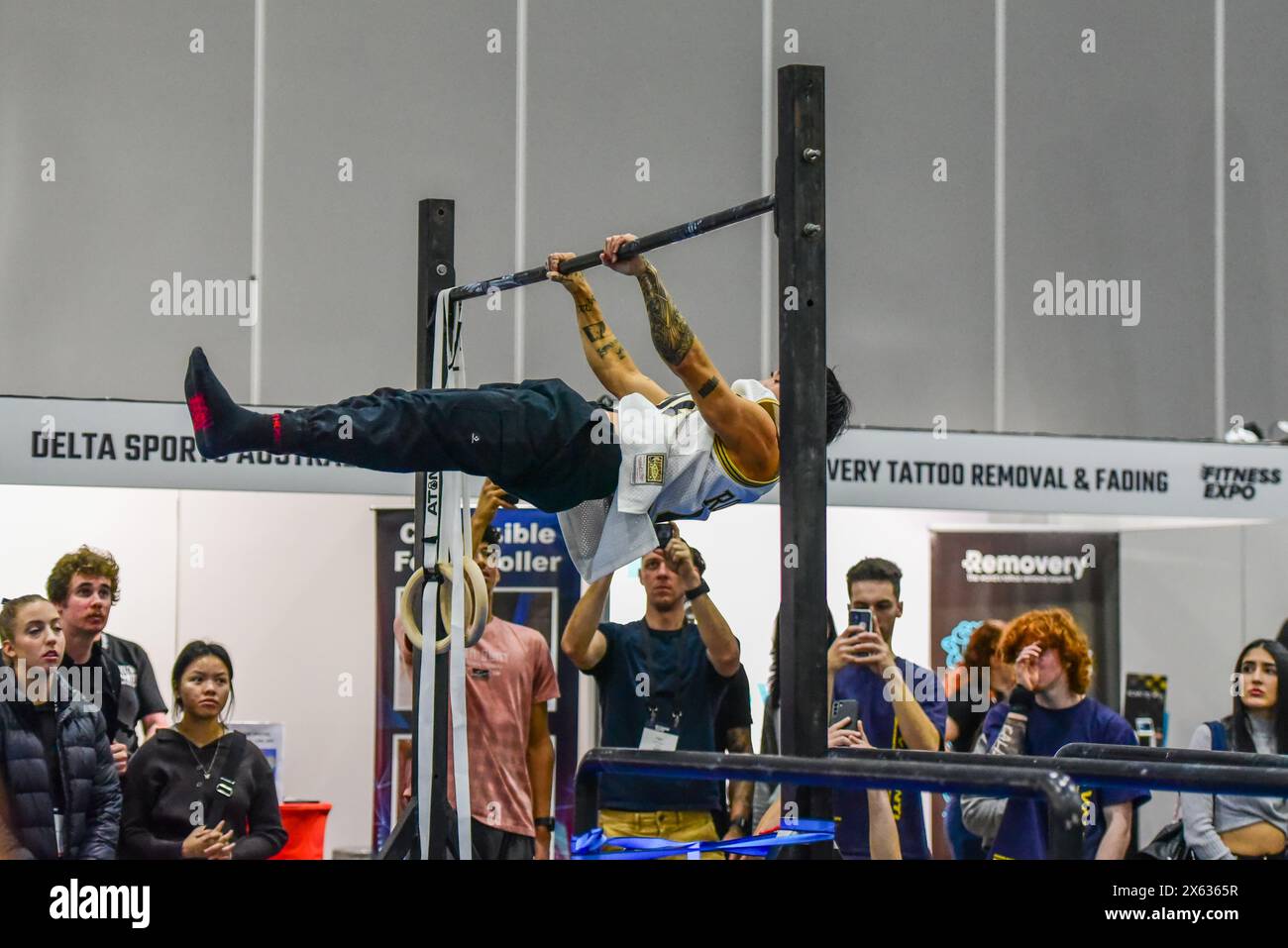 A male competitor competes in Streetlifting Calisthenics Competition at ...