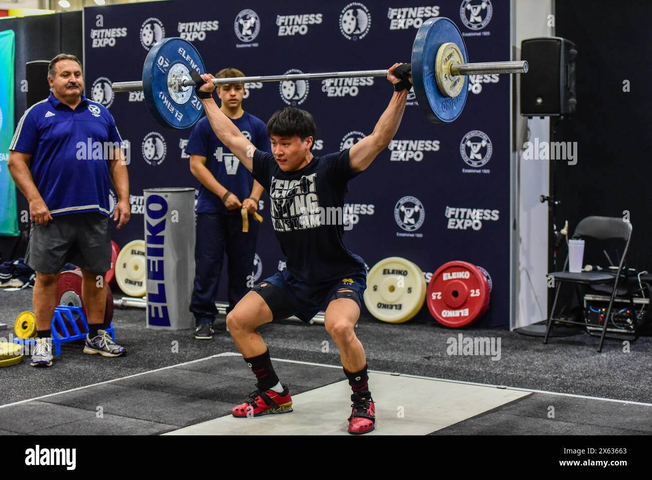 Australian youth weightlifter Oliver Lang is seen in action at the ...