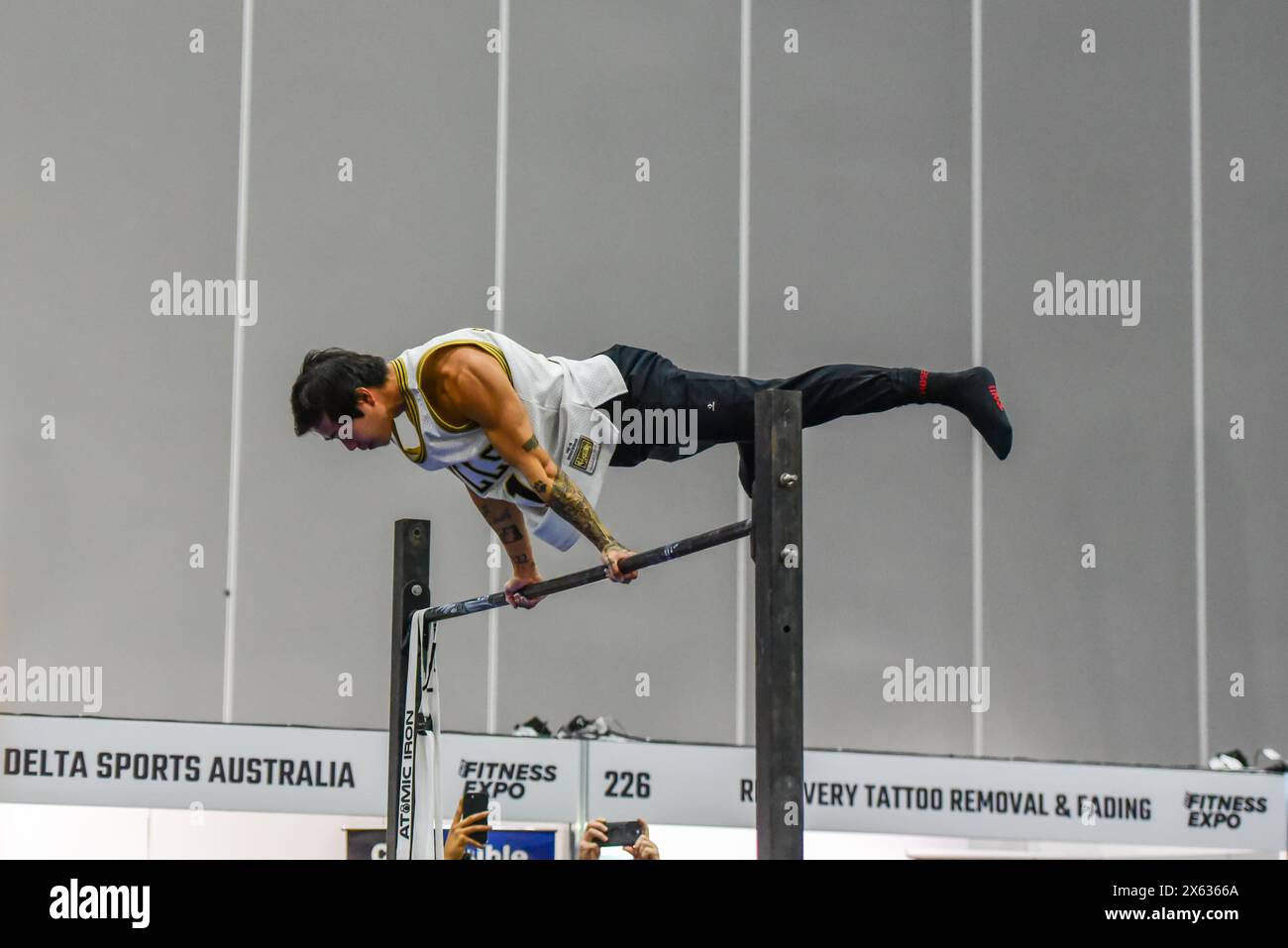 A male competitor competes in Streetlifting Calisthenics Competition at ...