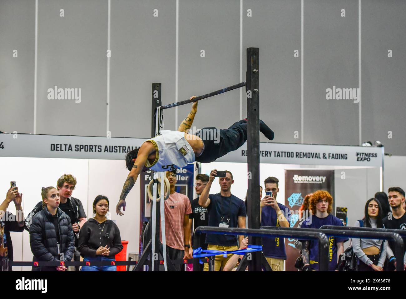 A male competitor competes in Streetlifting Calisthenics Competition at ...