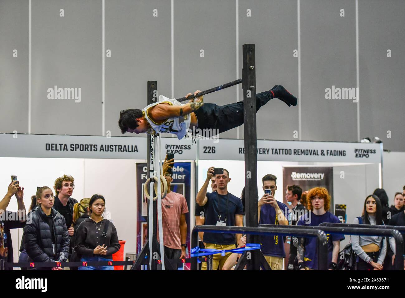 A male competitor competes in Streetlifting Calisthenics Competition at ...
