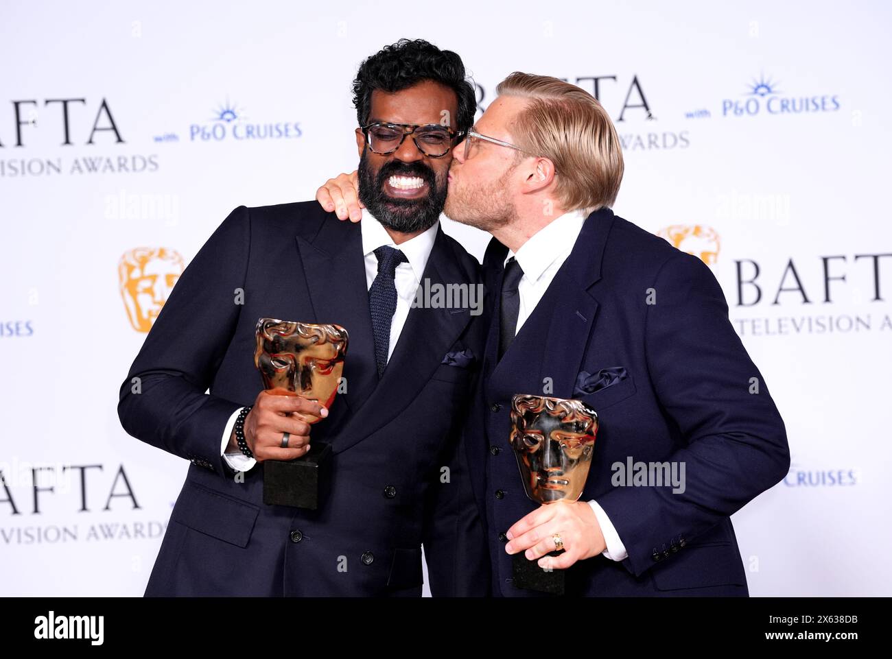 Romesh Ranganathan and Rob Beckett in the press room with their Comedy ...