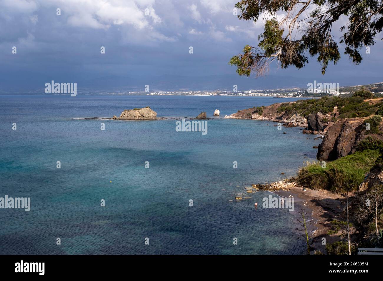 View from Baths of Aphrodite Restaurant towards Aphrodite's Beach with ...