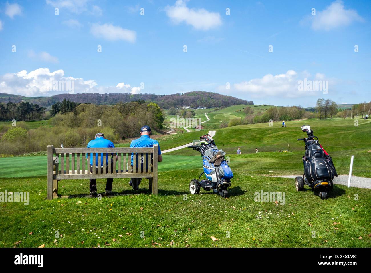 Golfers taking a break during a round of golf on the Cavendish golf ...