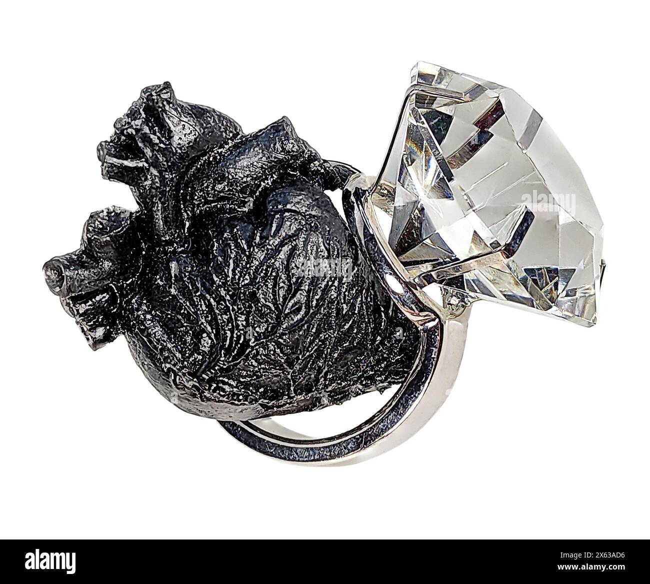 Blackened heart after break up on an Engagement Ring Stock Photo - Alamy
