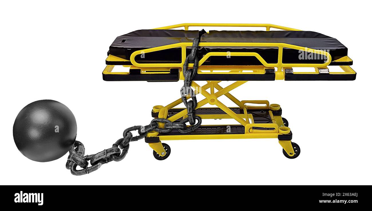 Hospital Medical Gurney for Transporting Patients in black and yellow ...