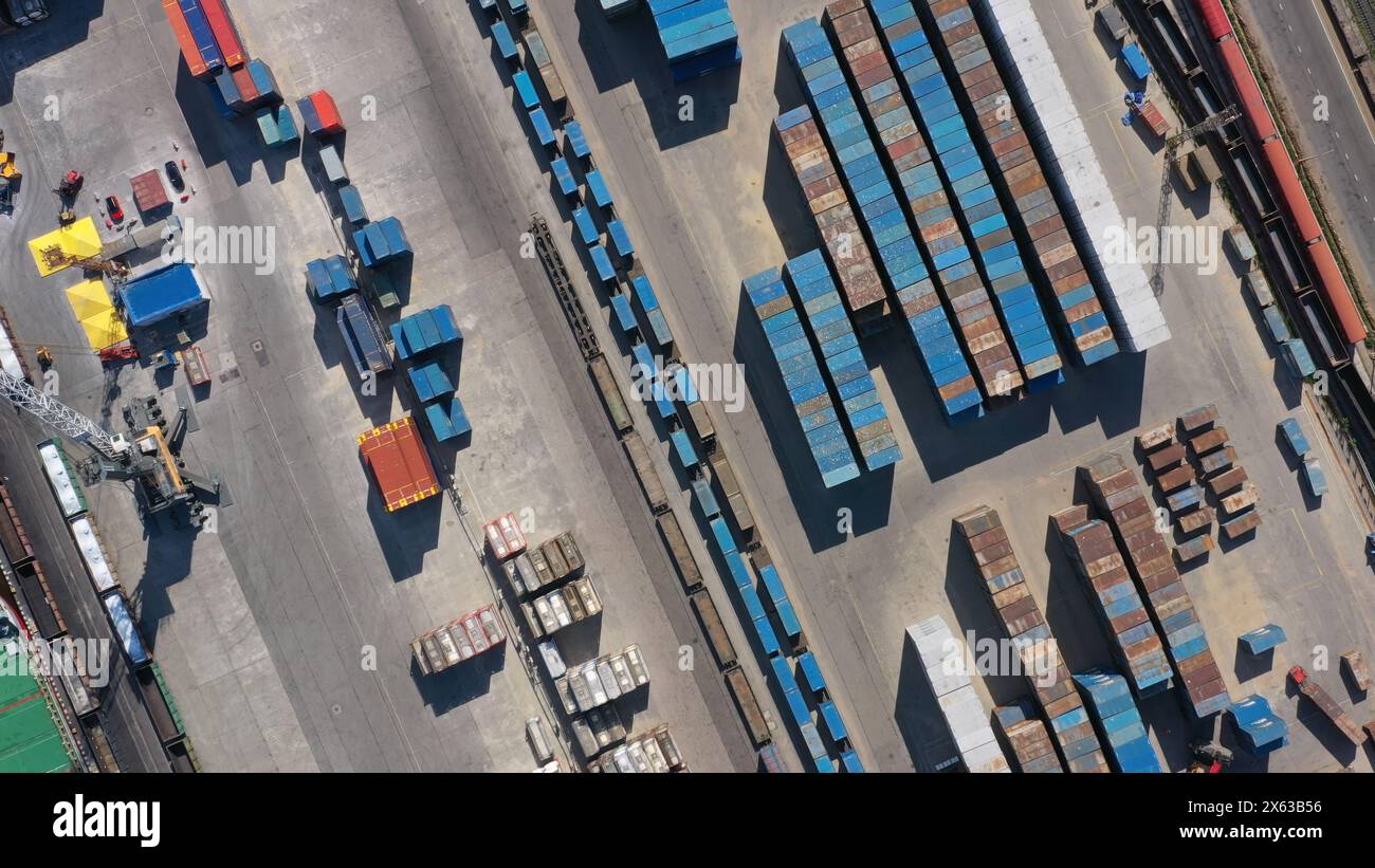 Cargo terminal aerial view Stock Photo - Alamy