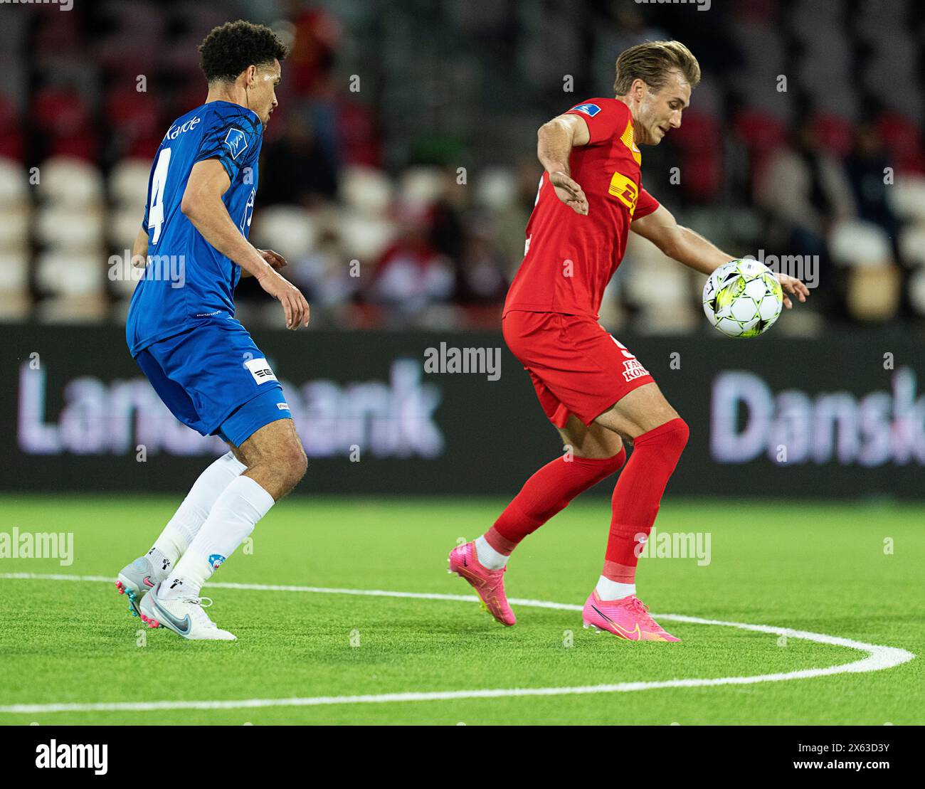 Farum, Denmark. 12th May, 2024. Silkeborg's Joel Felix and FC ...