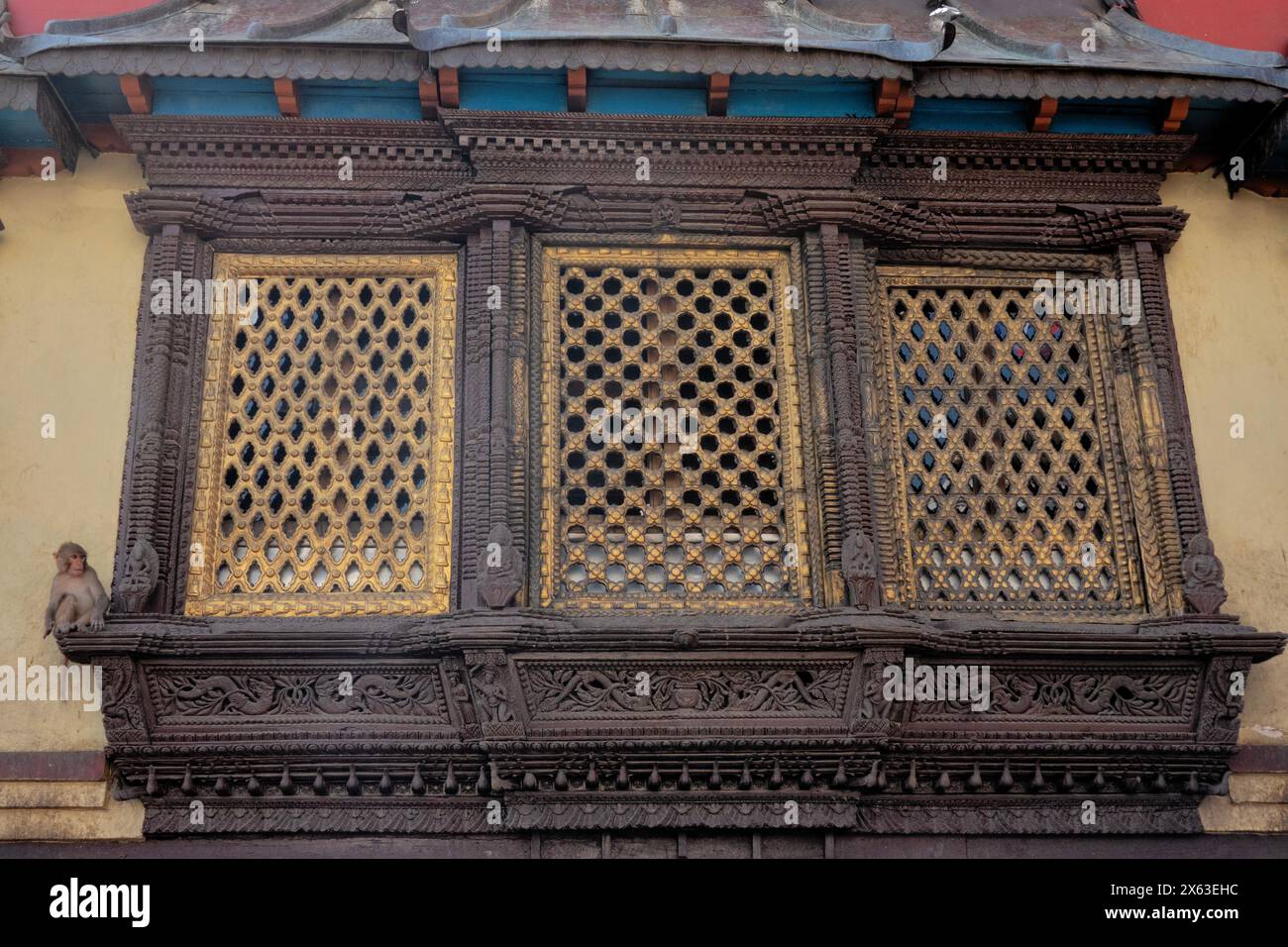 Traditional Newari architecture at Swayambunath Monkey Temple ...