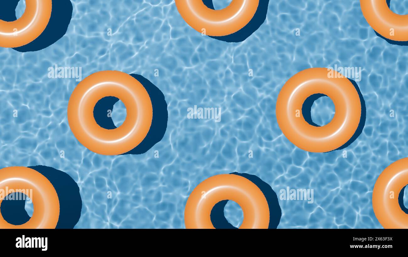 Summer holidays banner. Swimming pool top view. Three red swimming ...