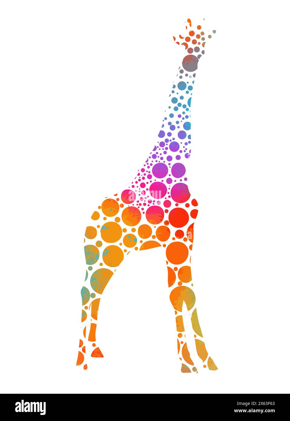 Giraffe graphic colored of circles. hand drawing. Not AI, Vector ...