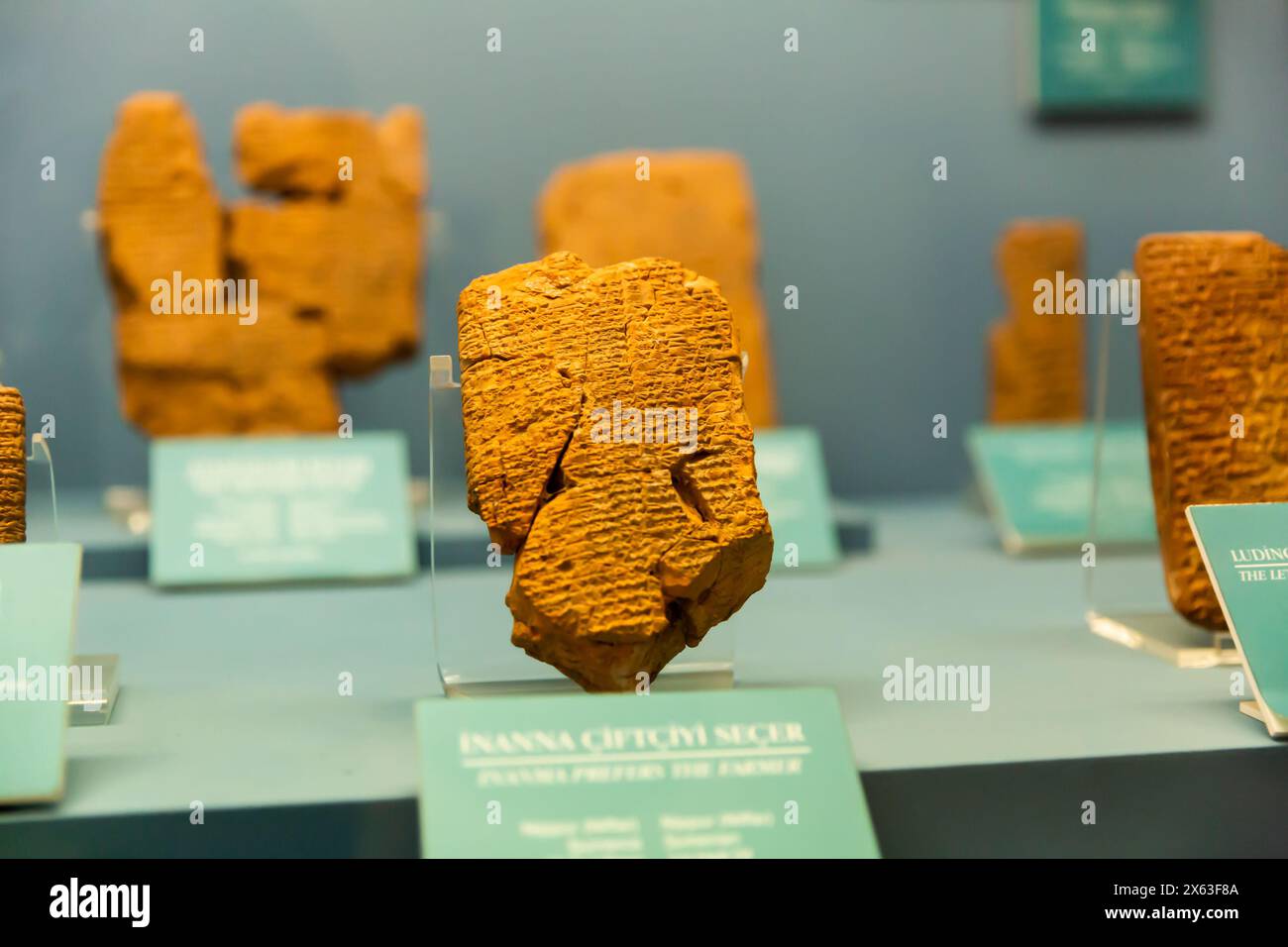 Istanbul, Turkey - January 01, 2021: Clay tablets with cuneiform ...