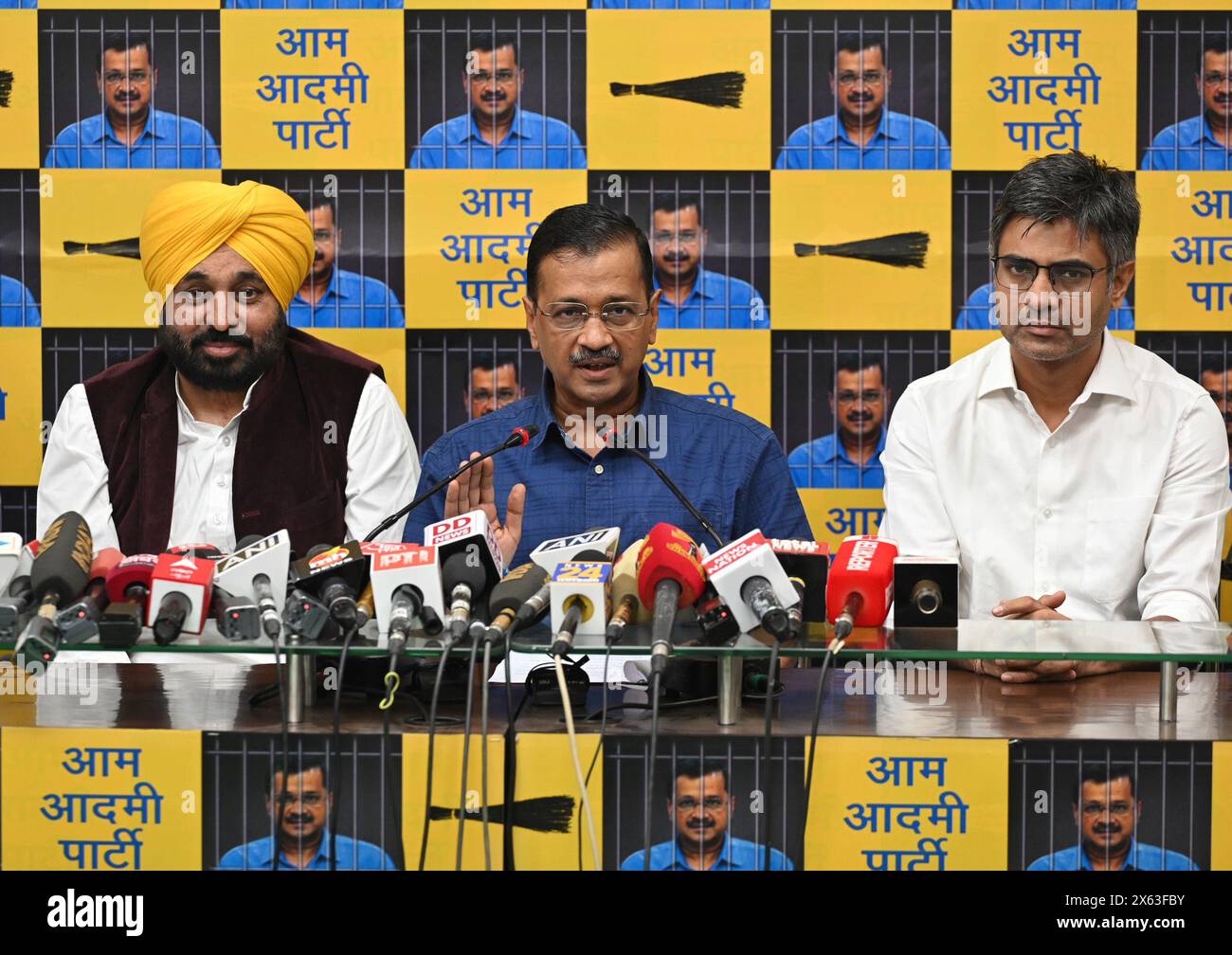 NEW DELHI, INDIA - MAY 12: Delhi Chief Minister Arvind Kejriwal, Punjab Chief Minister Bhagwant ...