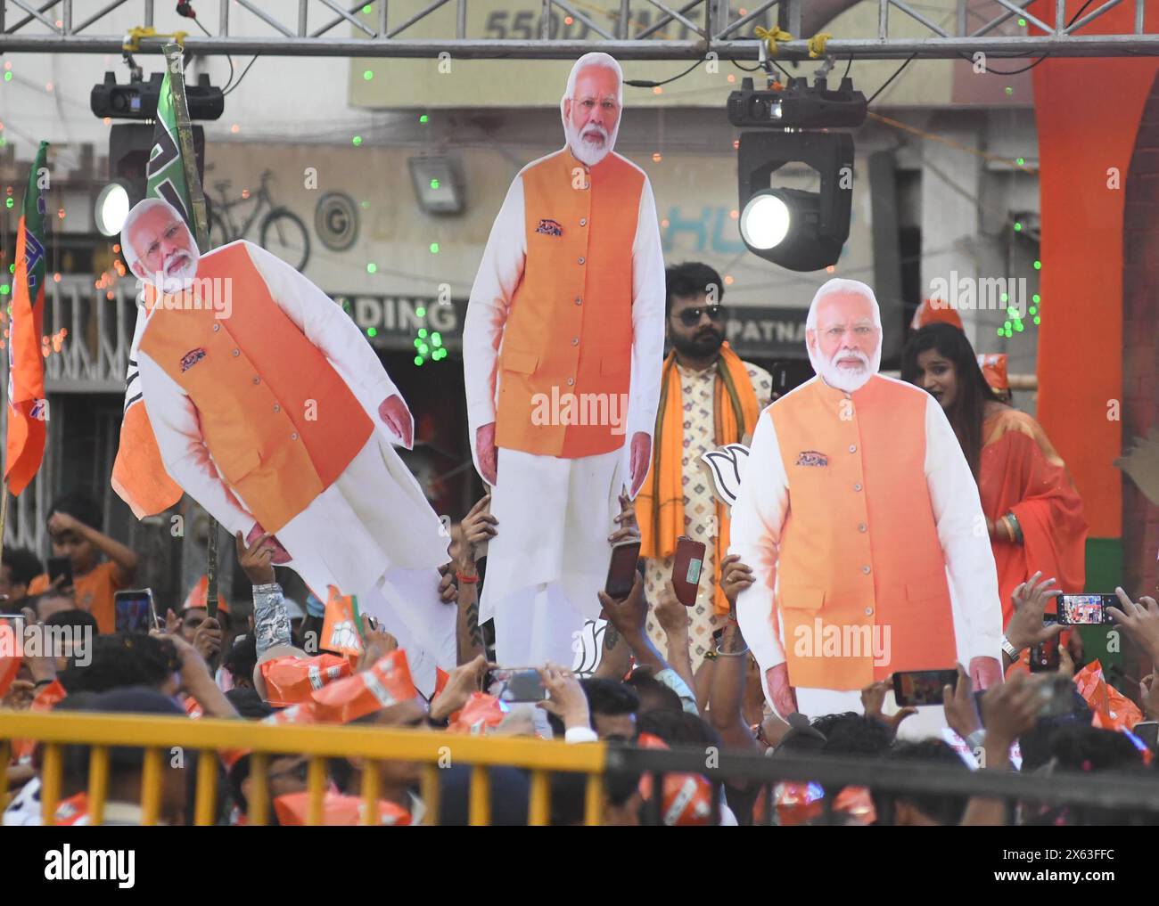 PATNA, INDIA - MAY 12: BJP supporters during a Prime Minister Narendra ...