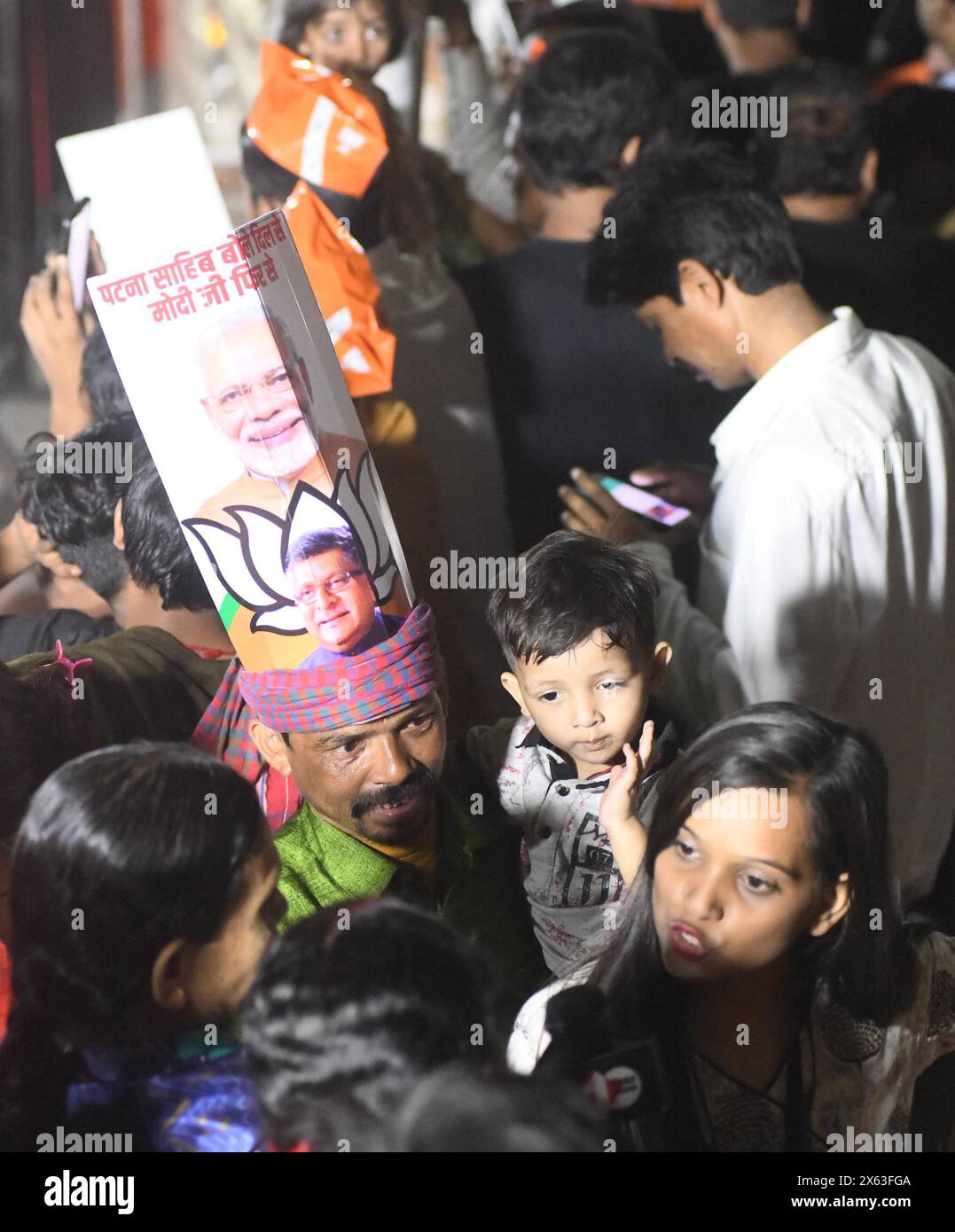 PATNA, INDIA - MAY 12: BJP supporters during a Prime Minister Narendra ...