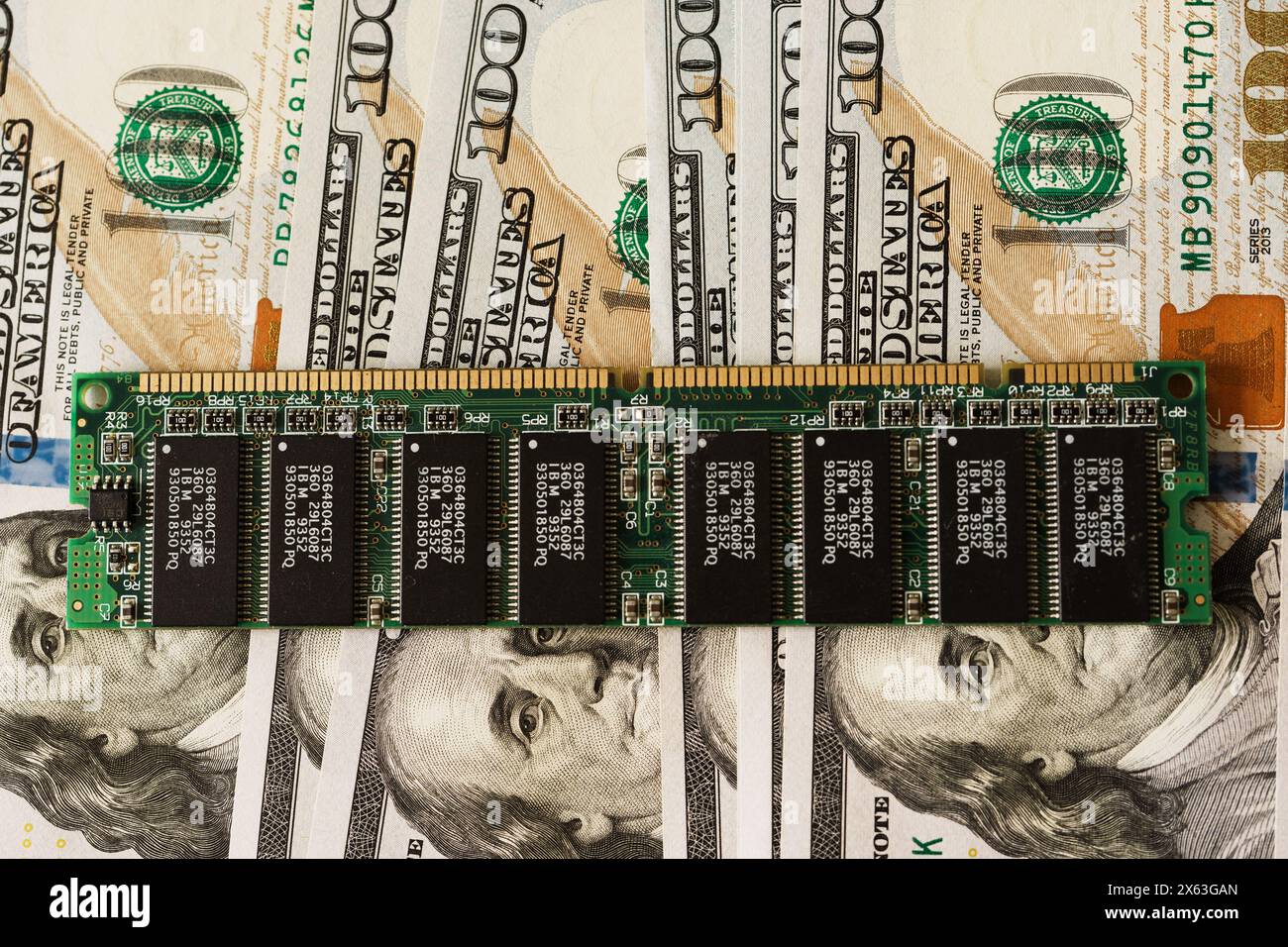 IBM RAM Module on U.S. Dollar Bills - Illustrating the Economic Value ...