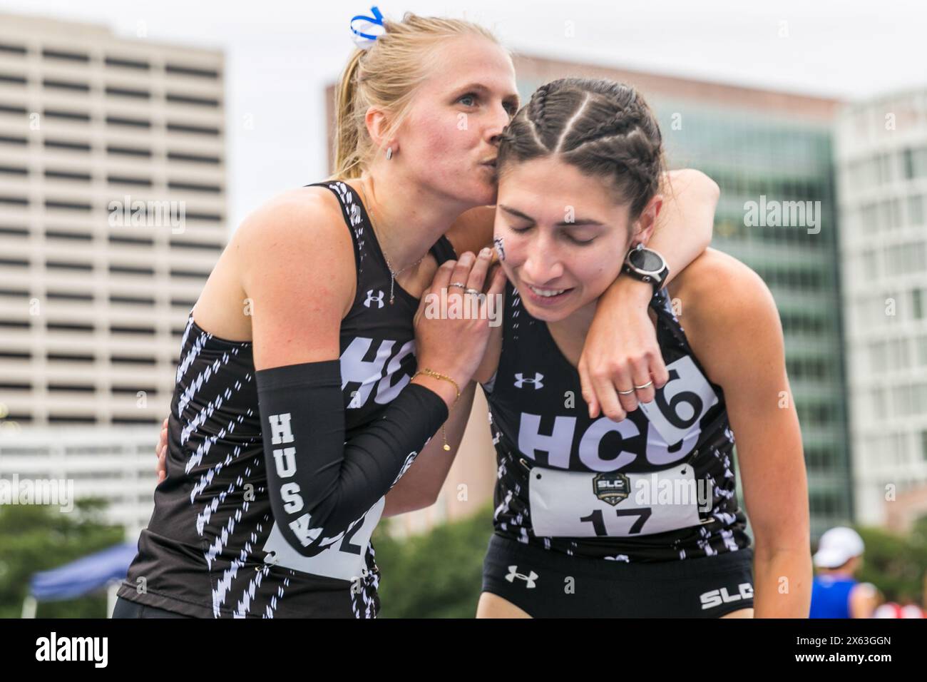 May 11, 2024: Houston Christian teammates Eline Mast and Jessica Rabius ...