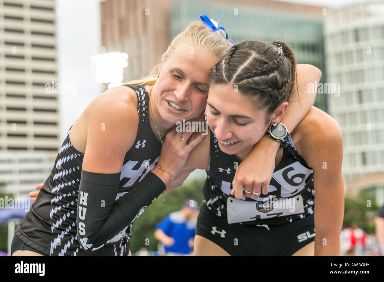 May 11, 2024: Houston Christian teammates Eline Mast and Jessica Rabius ...