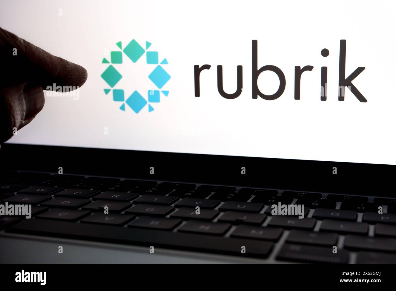 RUBRIK logo seen on the screen of laptop. Stafford, United Kingdom ...