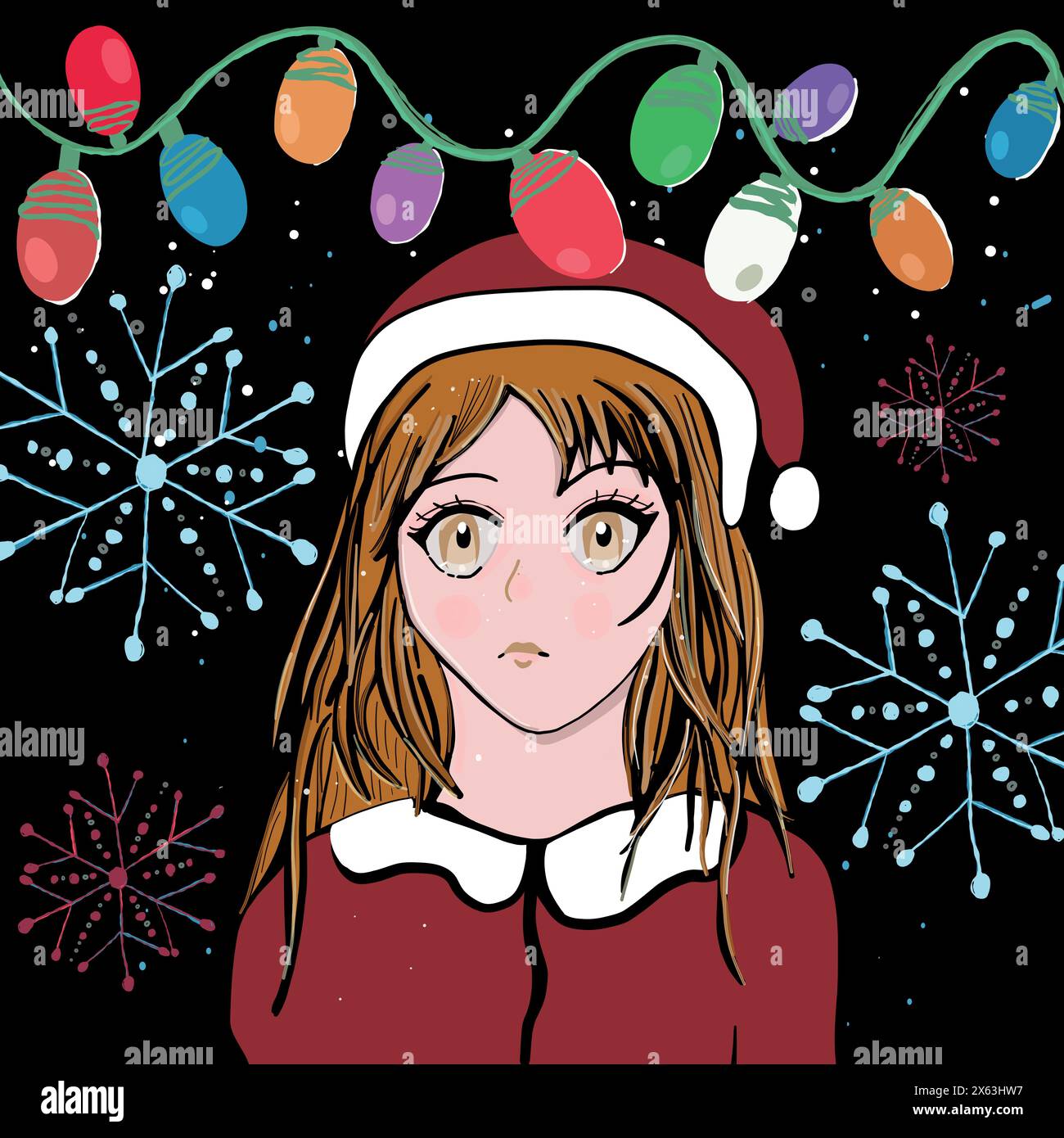 Anime girl christmas design illustration Stock Vector Image & Art - Alamy