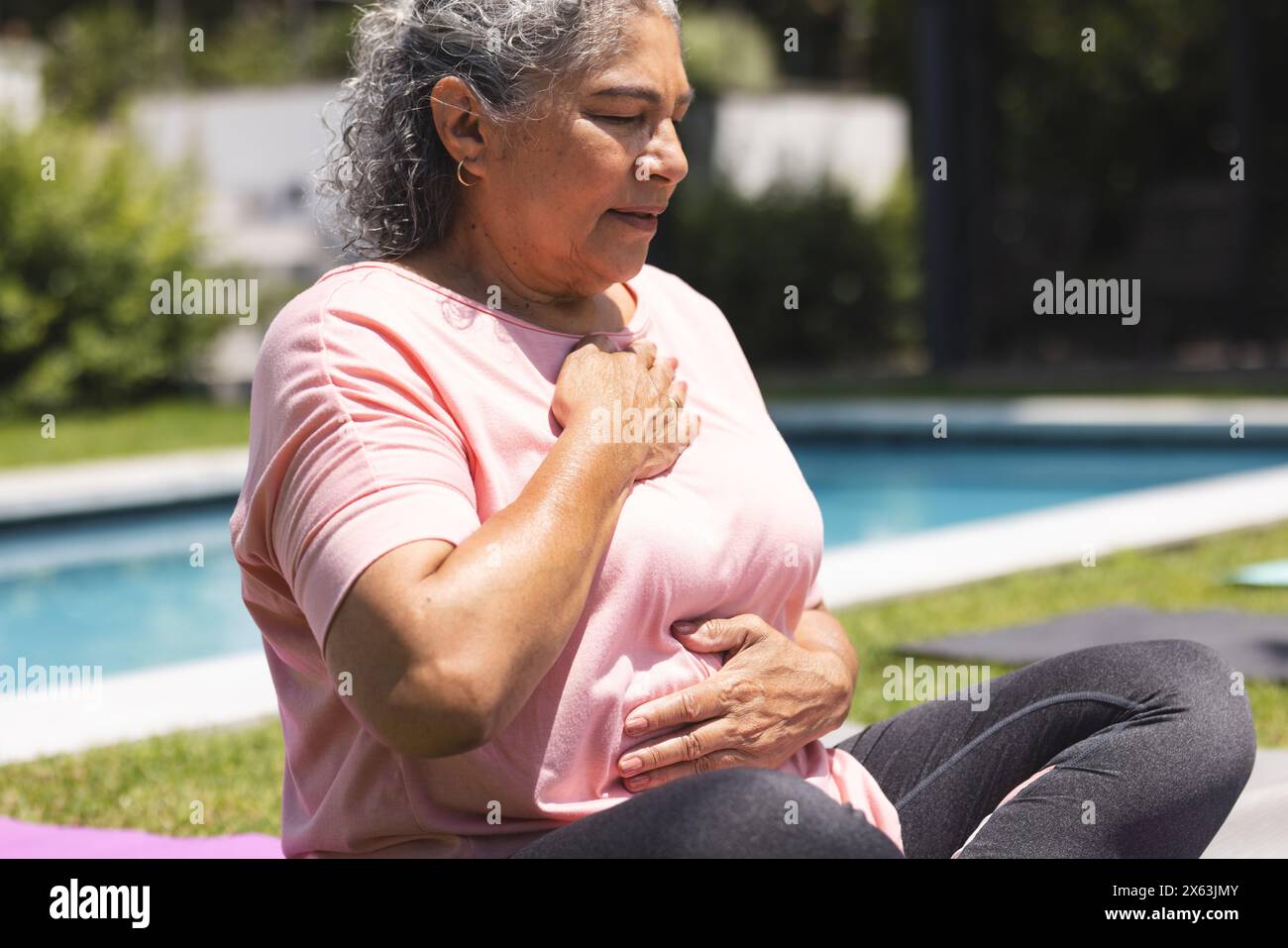 Outdoors biracial senior woman hi-res stock photography and images - Alamy