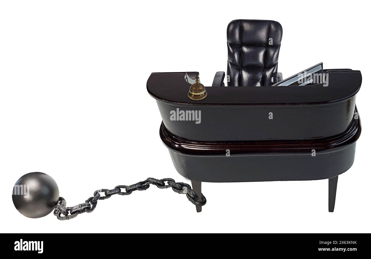 Service reception Desk with computer and service bell and ball and ...