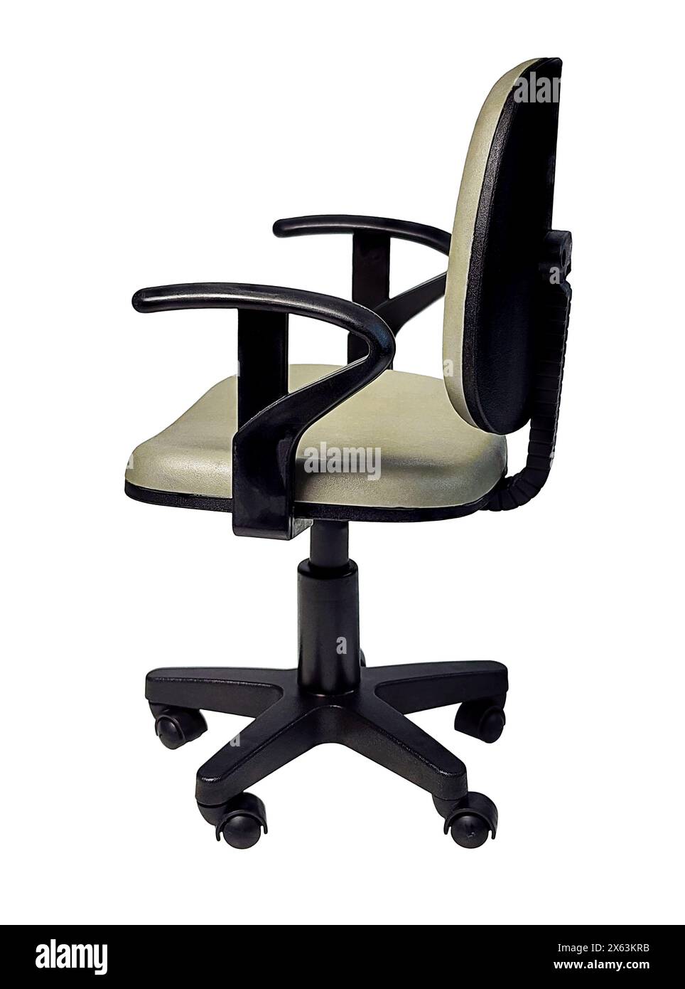 Rolling office chair with arm rests side view for sitting Stock Photo ...