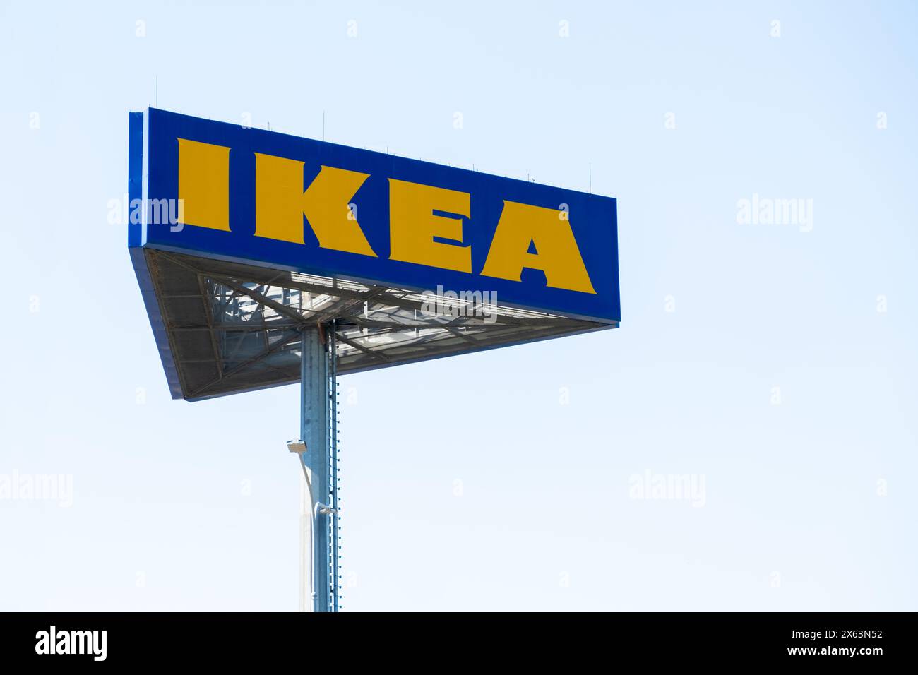 PRAGUE, CZECHIA -APRIL, 2024: IKEA signboard standing in the street ...