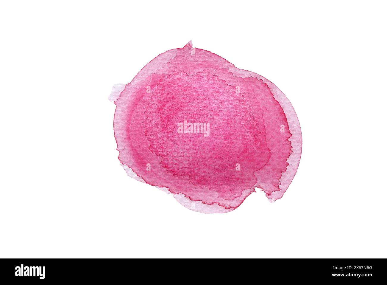 Abstract hand drawn pink watercolor spot isolated on white background ...