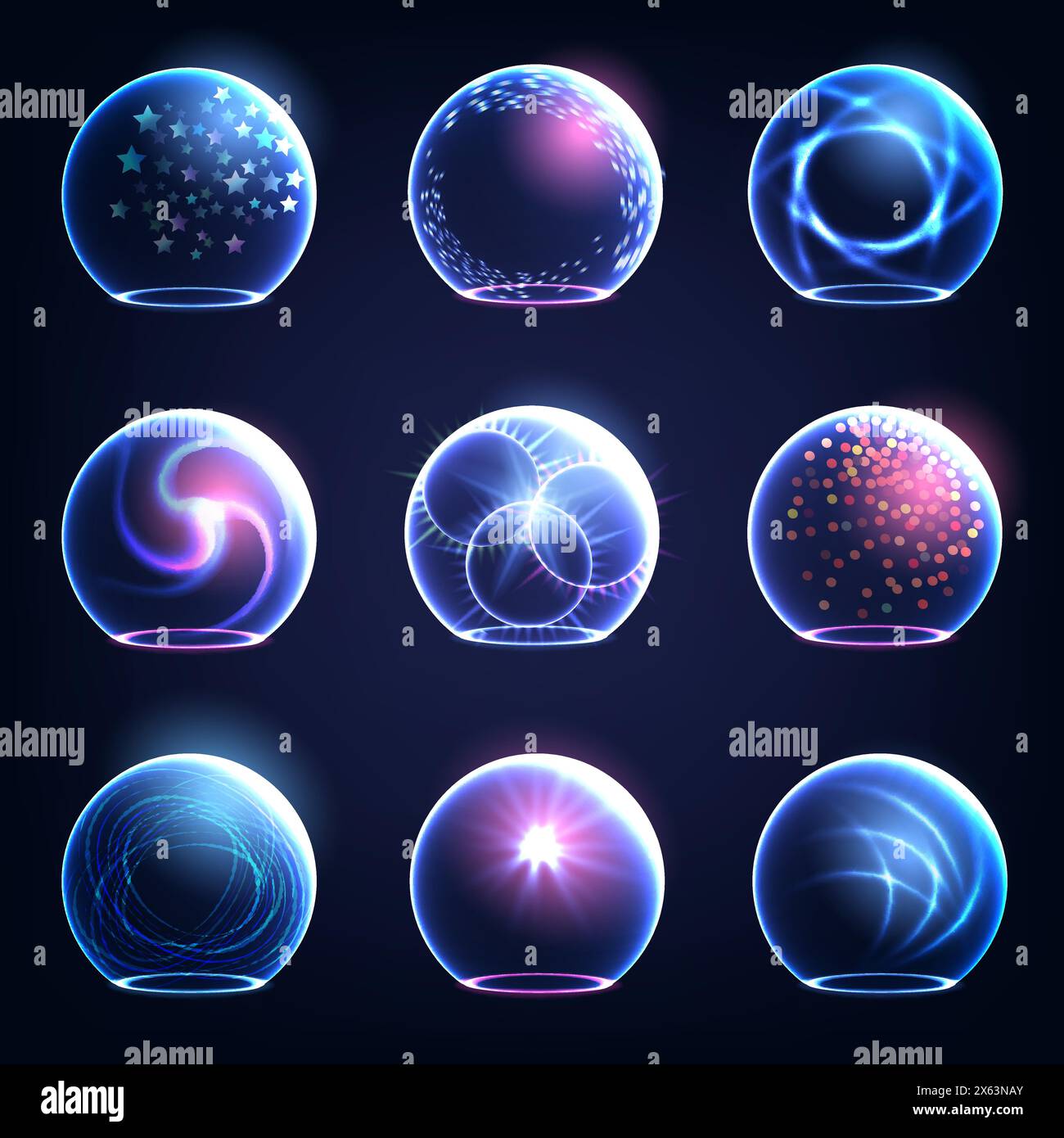 Glowing crystal energy sphere set Stock Vector Image & Art - Alamy