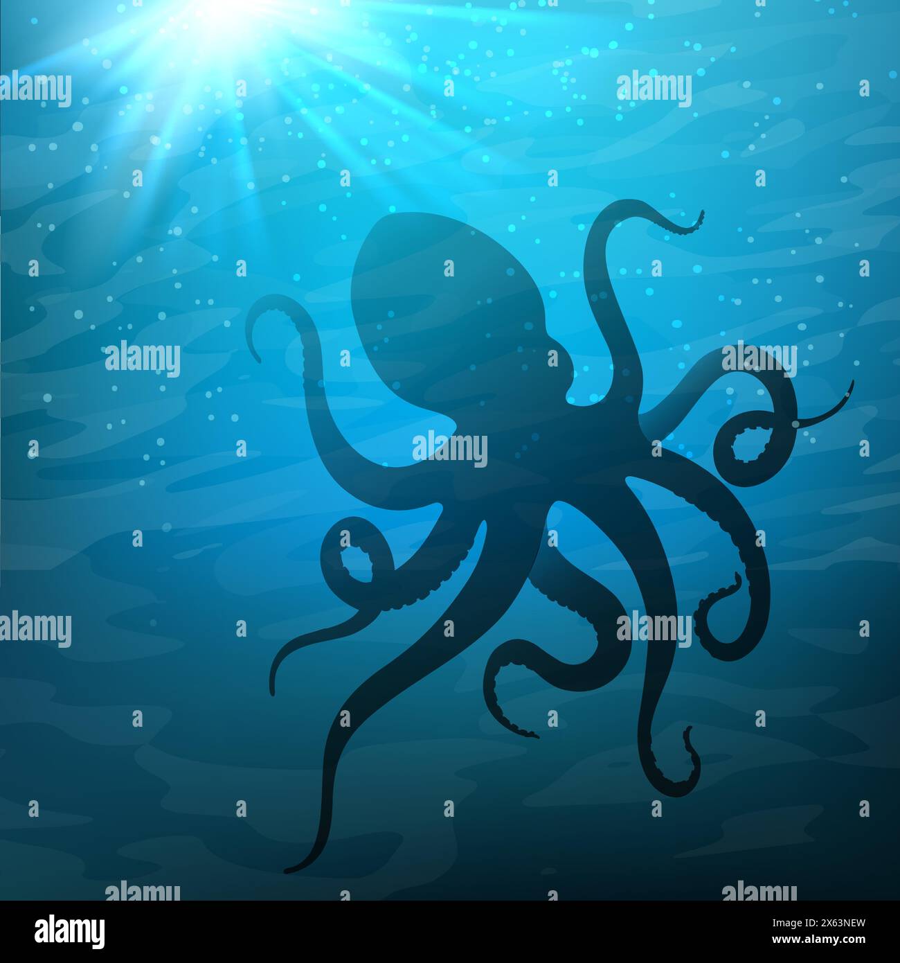 Octopus floating in ocean deep Stock Vector Image & Art - Alamy