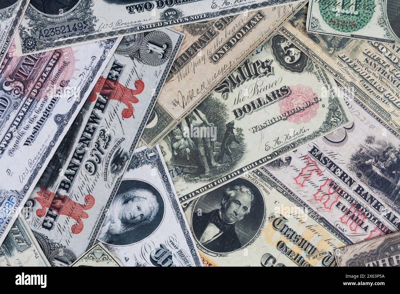 Old west era US dollar banknotes and silver certificates banknotes ...