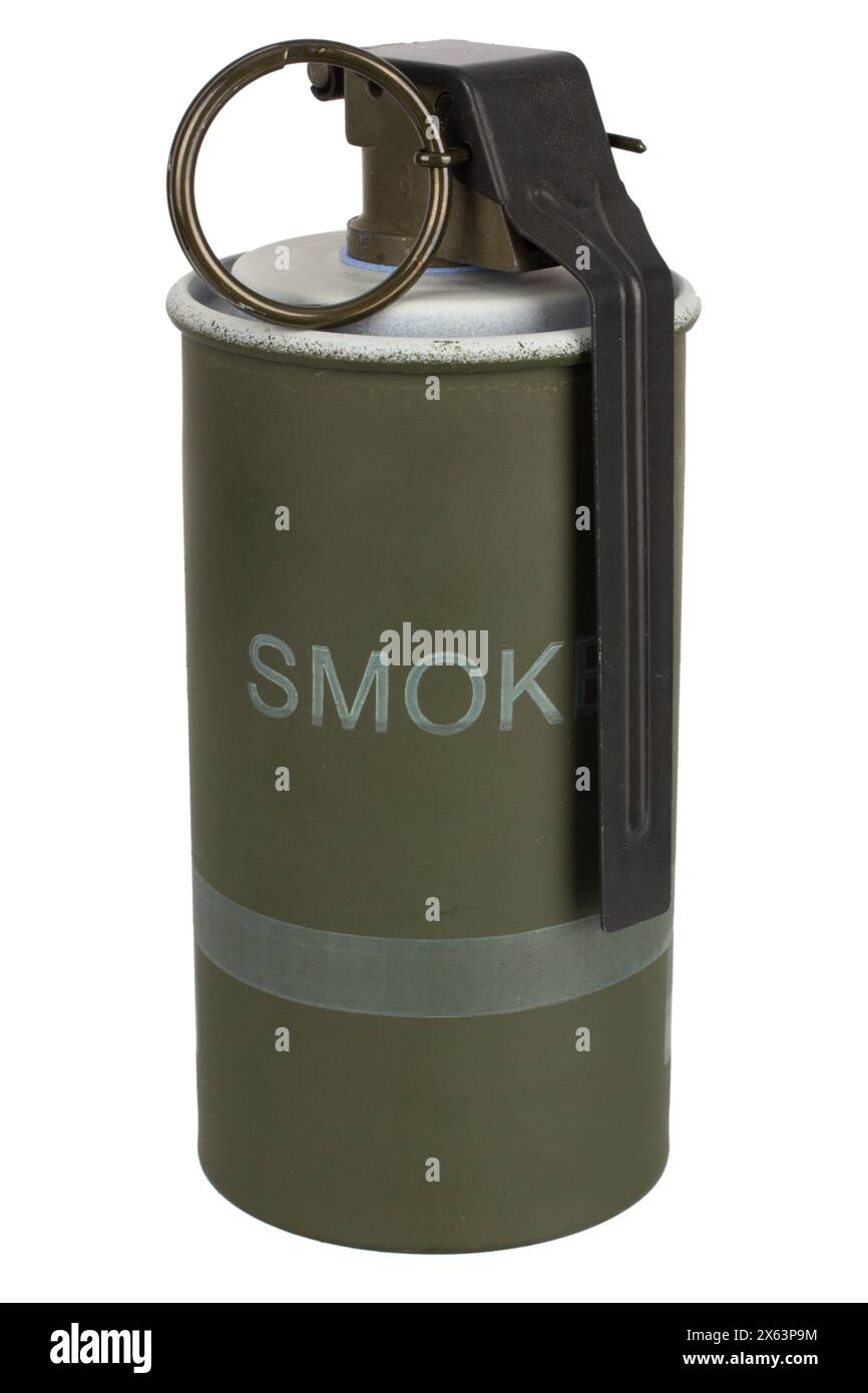 smoke hand grenade isolated on white background Stock Photo - Alamy