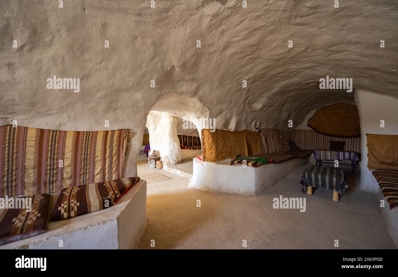 Interiors of old building in historic fortified village called Ksar ...