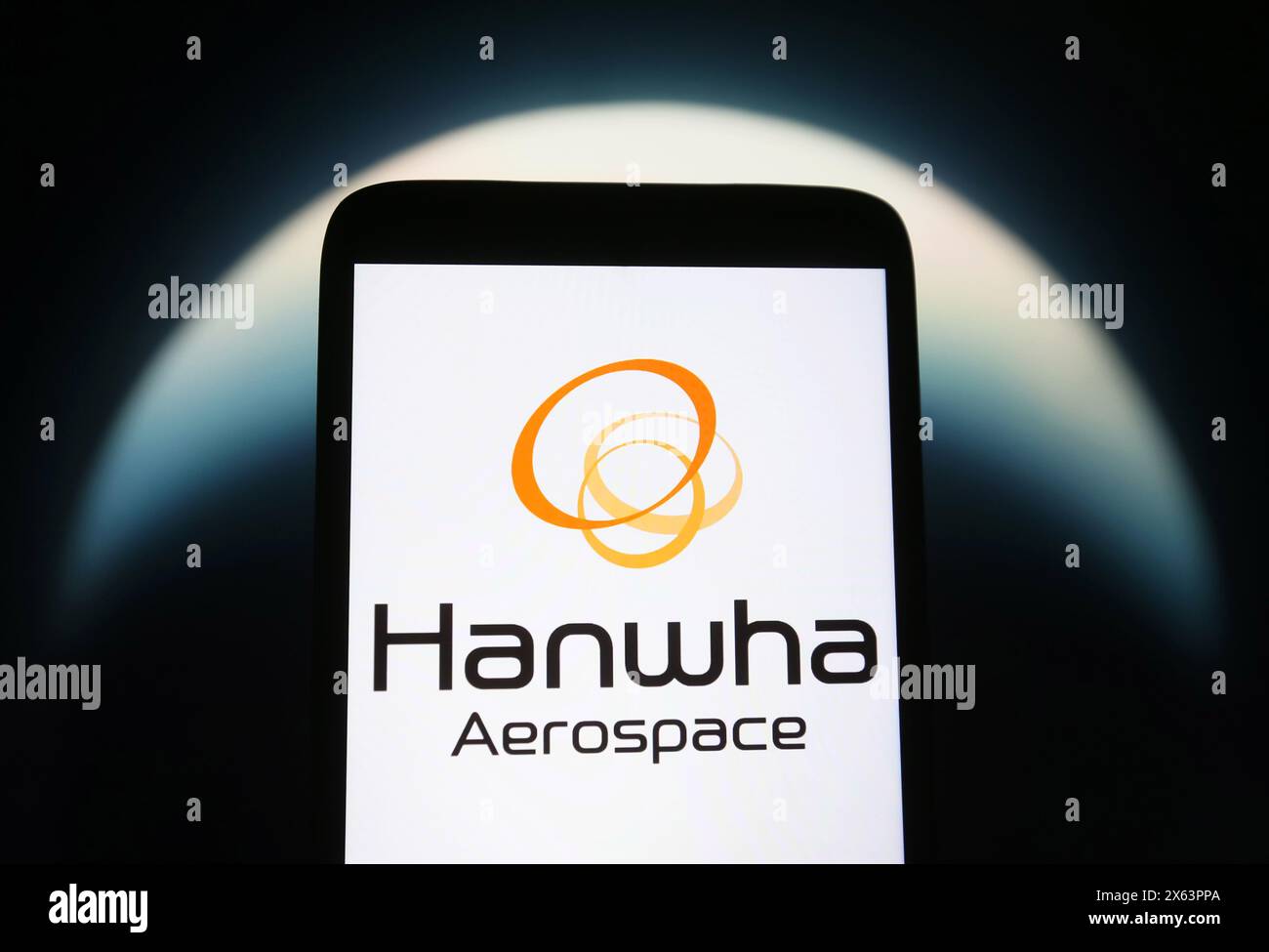 In this photo illustration, Hanwha Aerospace logo is seen on a ...