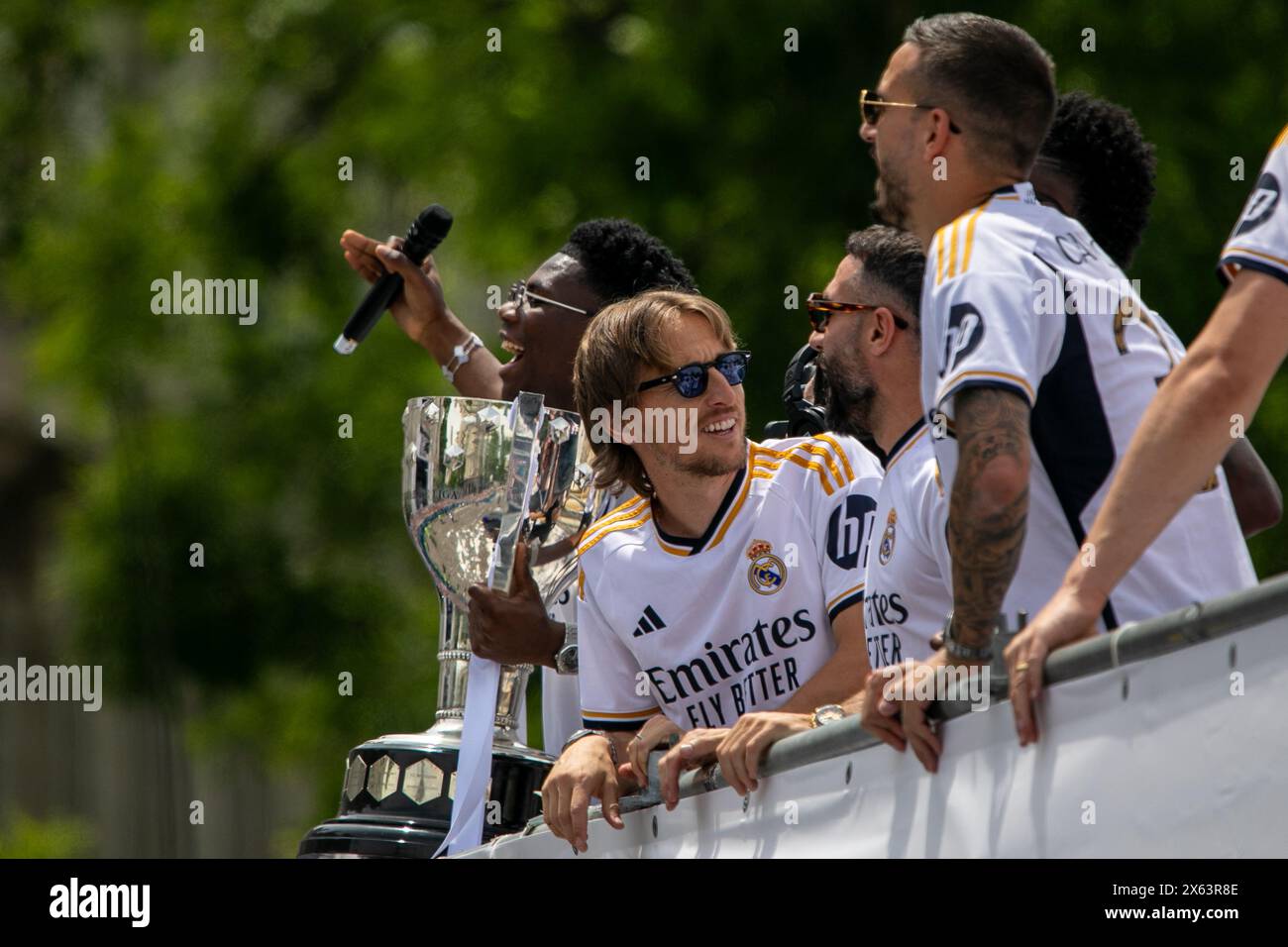 Luca Modric (C) of Real Madrid seen during the celebration of their ...