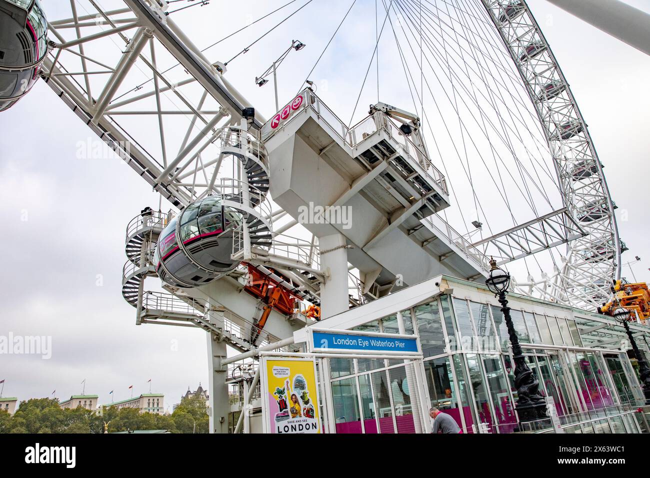 The London Eye, Millennium wheel on London South Bank, close up view of ...