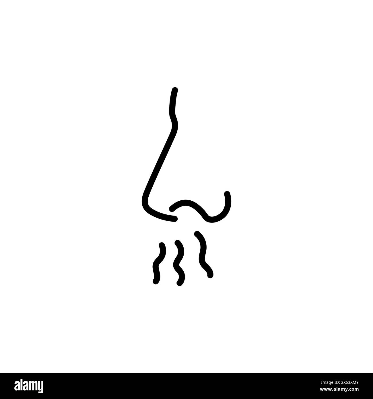 Breath smell nose line icon. Odour breath smell stroke web human sneeze ...