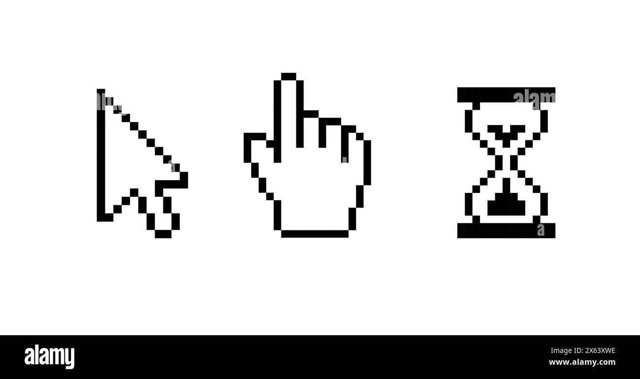 Cursor pixel mouse arrow pointer click icon. Vector pixel cursor arrow ... Cursor pixel mouse arrow pointer click icon. Vector pixel cursor arrow ...