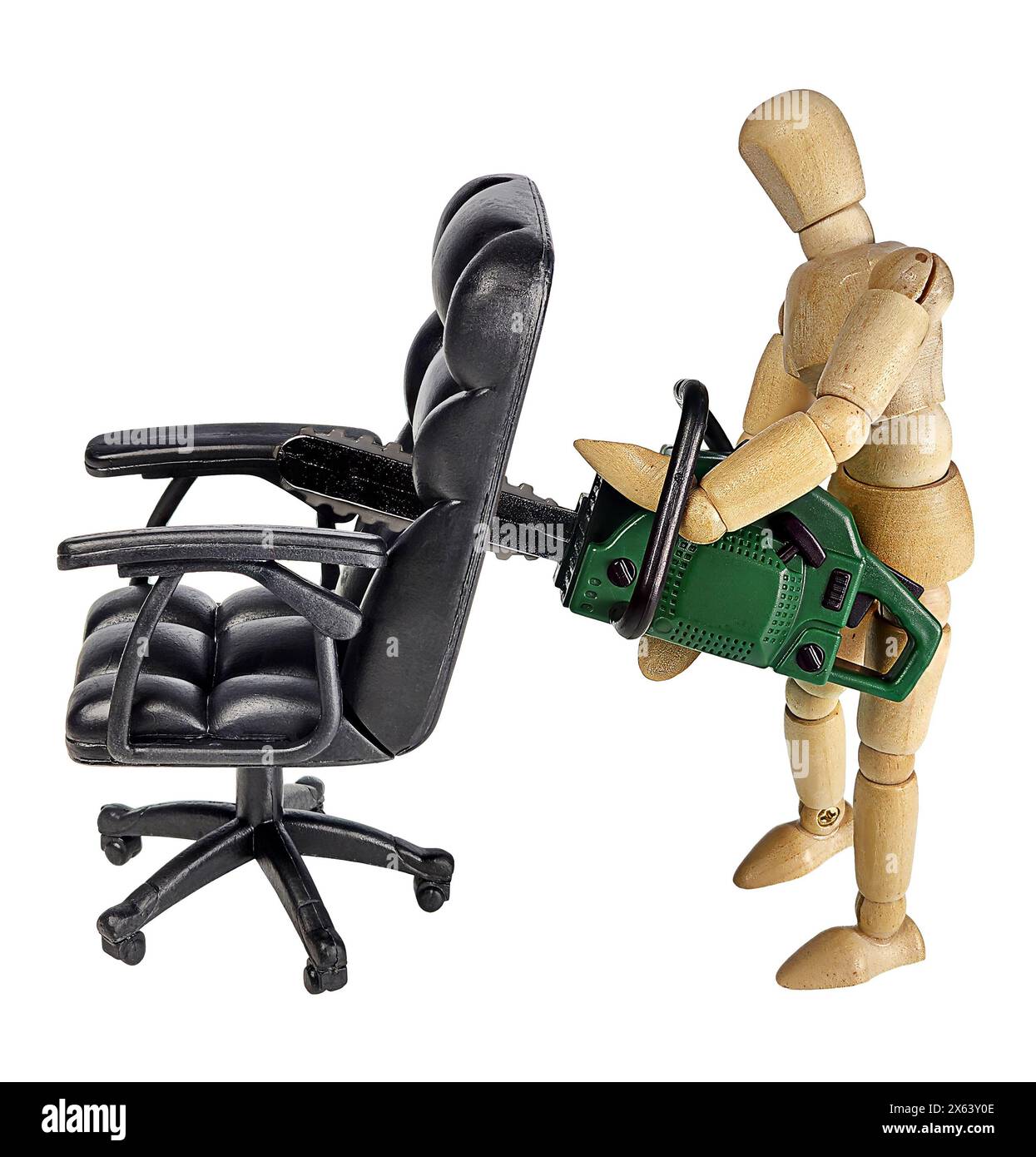 Green chainsaw to cut down things like an executive chair to show ...