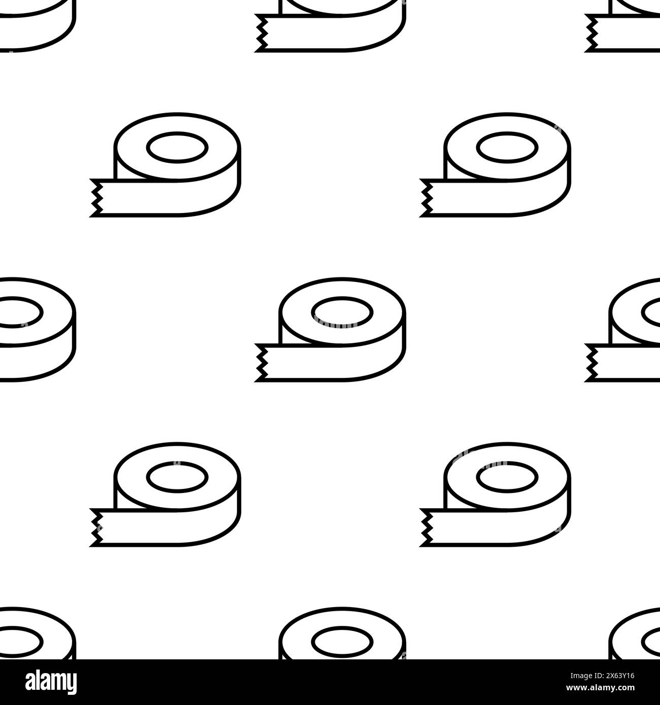 Sticky tape line vector seamless background. Dispenser drawing flat ...