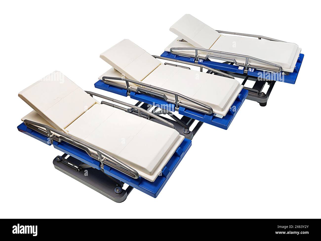 A row of hospital Medical Gurney for Transporting Patients Stock Photo ...